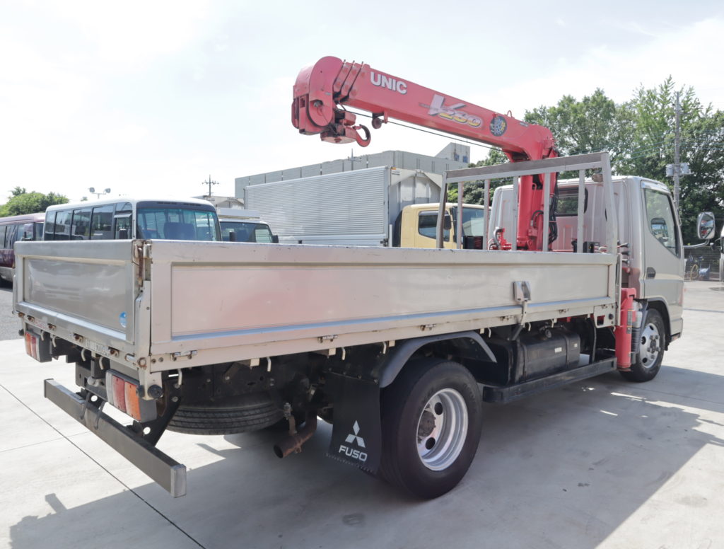 【PZC-0294】H20.4三菱のキャンター 2t標準ロングユニック製4段クレーン 2.63t吊り フックイン 高床｜中古トラックならゲットラック