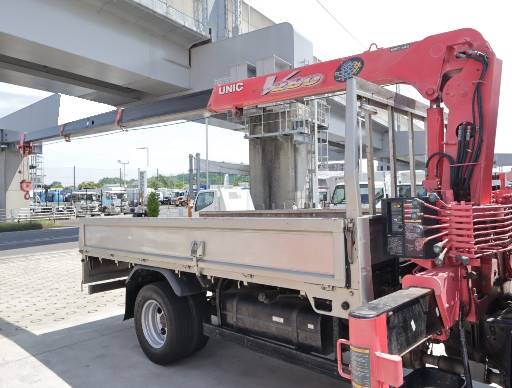 【PZC-0294】H20.4三菱のキャンター 2t標準ロングユニック製4段クレーン 2.63t吊り フックイン 高床｜中古トラックならゲットラック