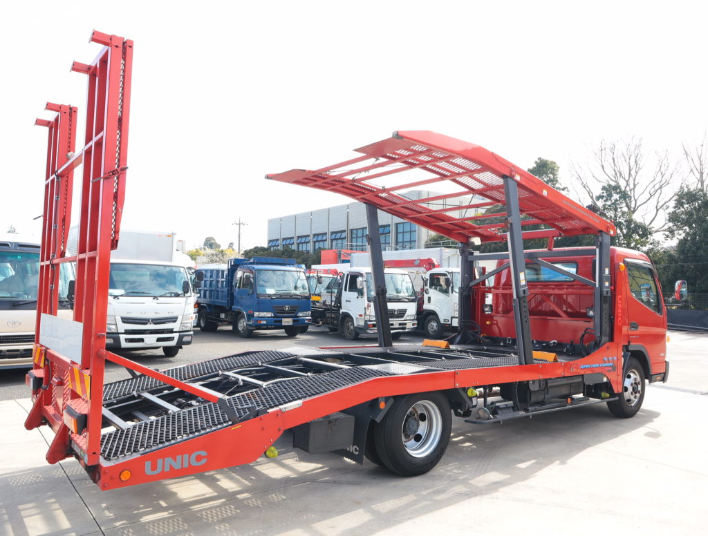 【PZX-5609】H30.11三菱のキャンター 3.4tキャリアカー 2台積 ウインチ ラジコン｜中古トラックならゲットラック