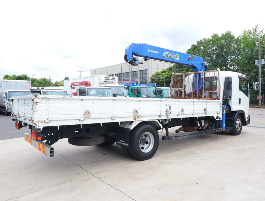 【PZC-0011】H28.3いすゞのフォワード 4t標準タダノ製5段クレーン 2.93t吊り ラジコン フックイン ベッド付｜中古トラックならゲットラック