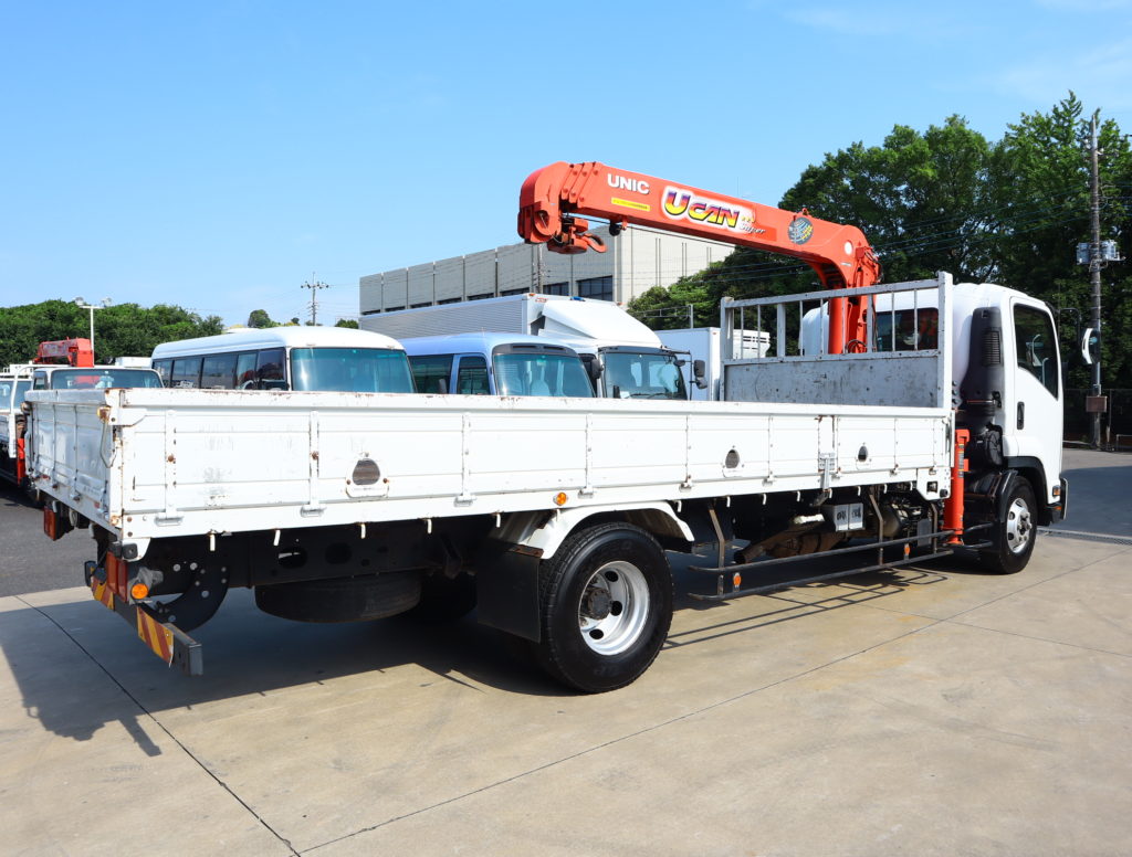 【PZC-0363】H28.2いすゞのフォワード 4t標準ユニック製4段クレーン 2.93t吊り ラジコン フックイン ベッドレス｜中古トラックならゲットラック