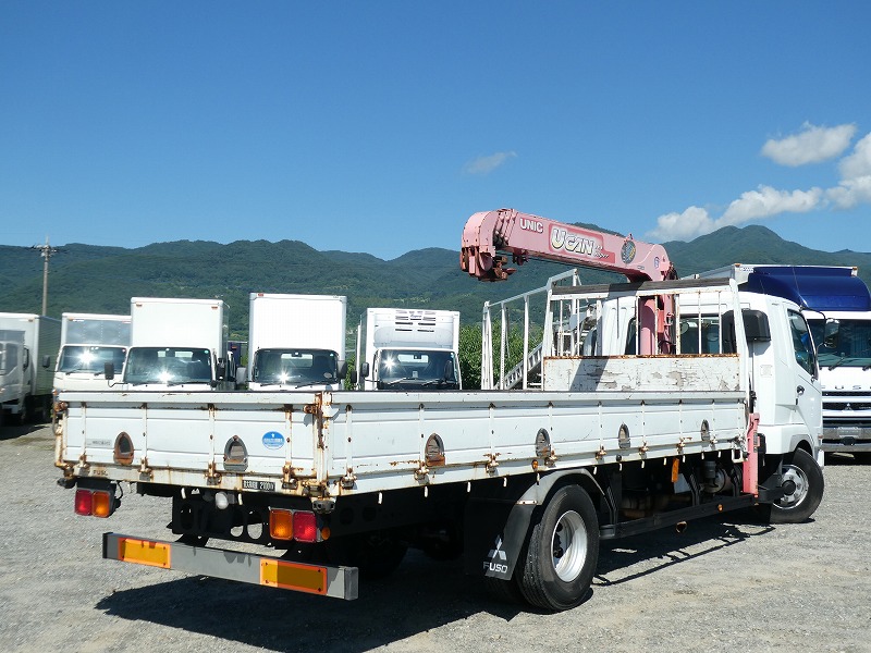 【QC-4082】H23.1三菱のファイター 4t標準ユニック製4段クレーン 2.93t吊り ラジコン フックイン ベッド付｜中古トラックならゲットラック