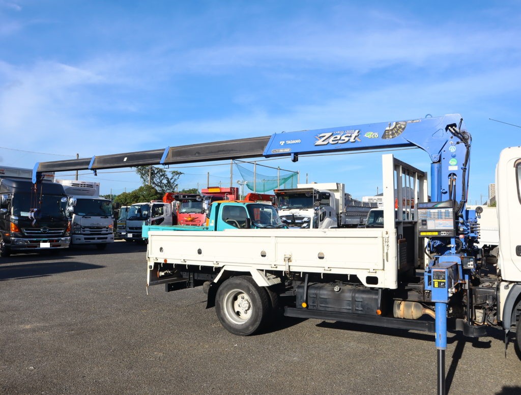 【PZC-6356】H23.8日野のデュトロ 3t標準ロングタダノ製4段クレーン 2.63t吊り ラジコン フックイン 高床｜中古トラックならゲットラック