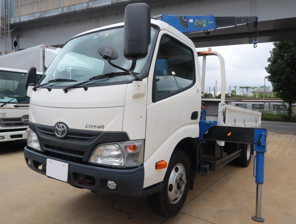 【PZC-7810】H27.11トヨタのダイナ 2t標準ロングタダノ製4段クレーン 2.63t吊り ラジコン フックイン 高床｜中古トラックならゲットラック