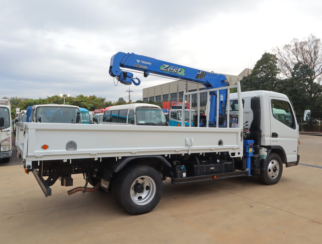 【PZC-2284】R1.8三菱のキャンター 3tワイドロングタダノ製3段クレーン 2.63t吊り ラジコン フックイン 高床｜中古トラックならゲットラック