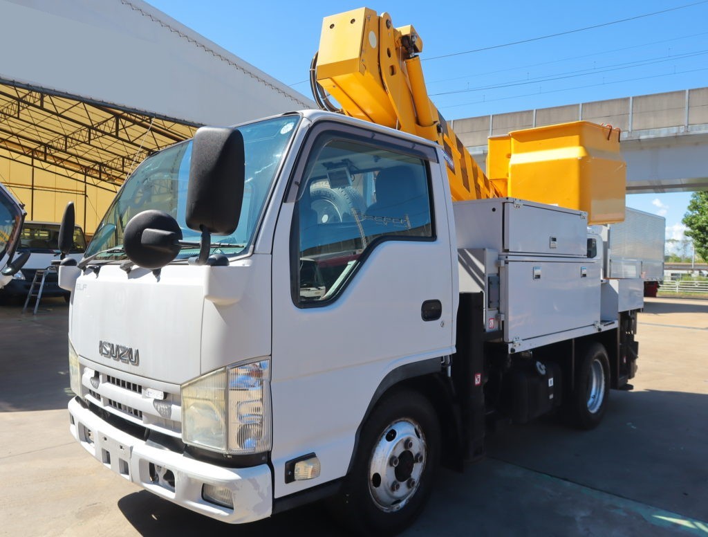 【PZK-2209】H22.10いすゞのエルフ 高所作業車 9.9m アイチ製（SH10A） バケットFRP 4WD 電工仕様｜中古トラックならゲットラック