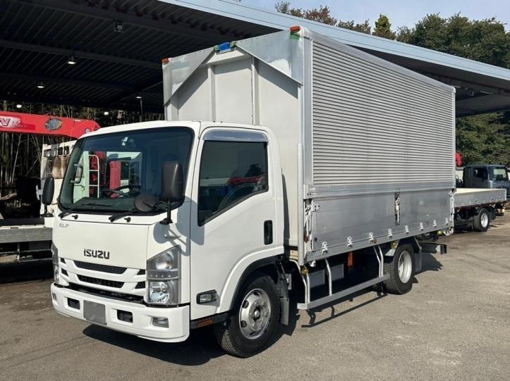 【QZW-2172】H28.5いすゞのエルフ 3.5t超ワイドロングアルミウィング 3枚扉 高床 載替（H17年式）｜中古トラックならゲットラック