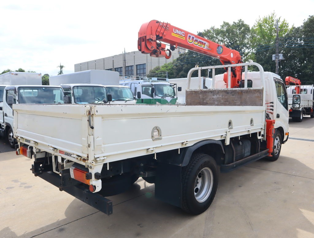 【PZC-9277】H29.6日野のデュトロ 3t標準ロングユニック製4段クレーン 2.63t吊り ラジコン フックイン 全低床｜中古トラックならゲットラック