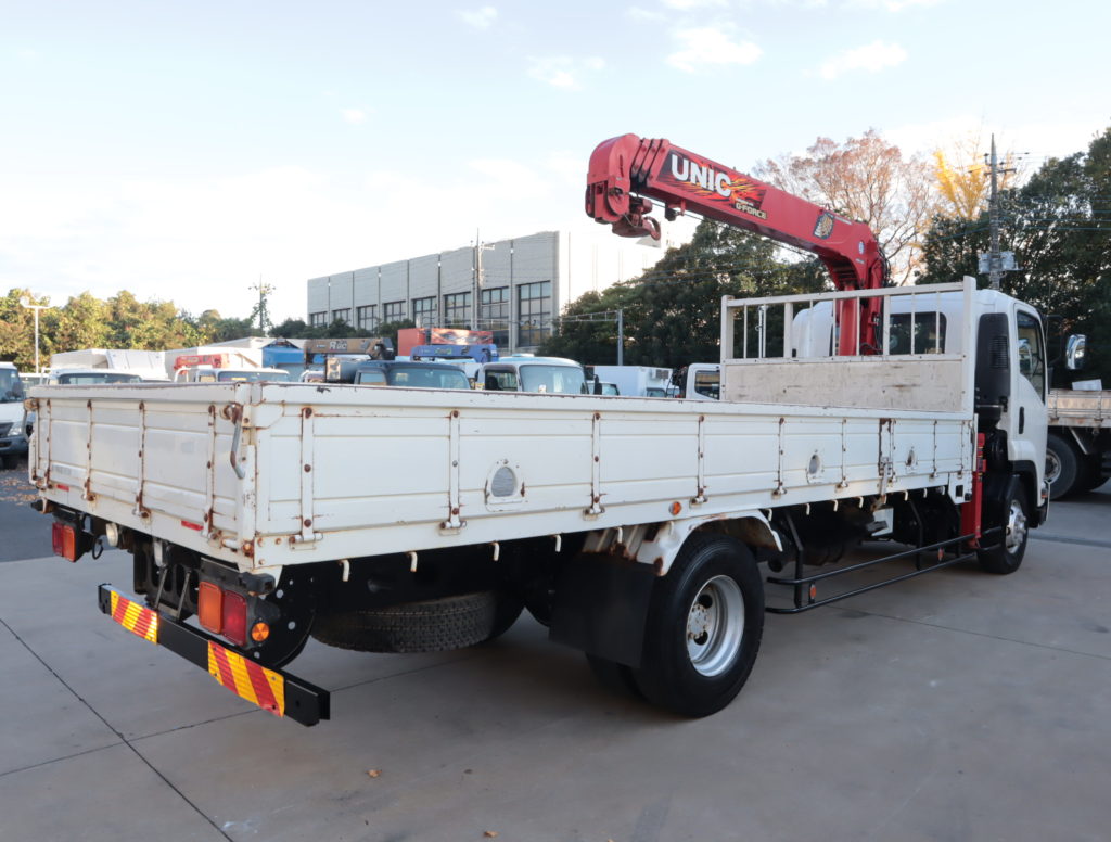 【PZC-6473】H29.3いすゞのフォワード 4t標準ユニック製4段クレーン 2.93t吊り ラジコン フックイン ベッドレス｜中古トラックならゲットラック