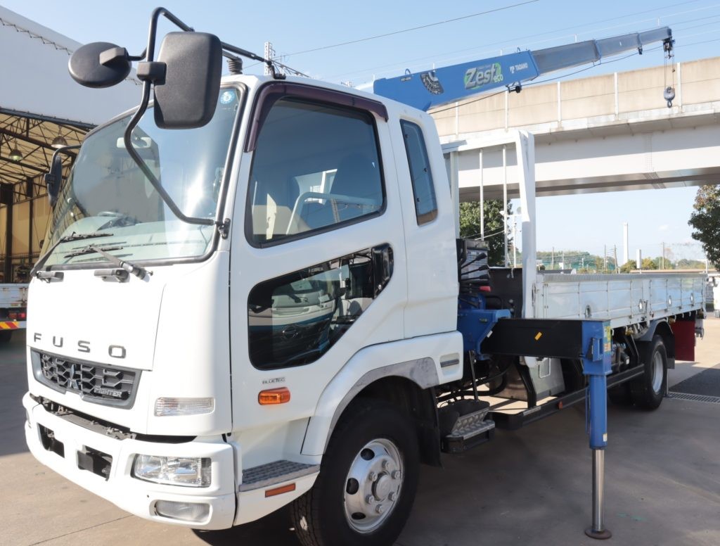 【PZC-9130】H28.10三菱のファイター 4t標準タダノ製4段クレーン 2.93t吊り フックイン ベッド付｜中古トラックならゲットラック